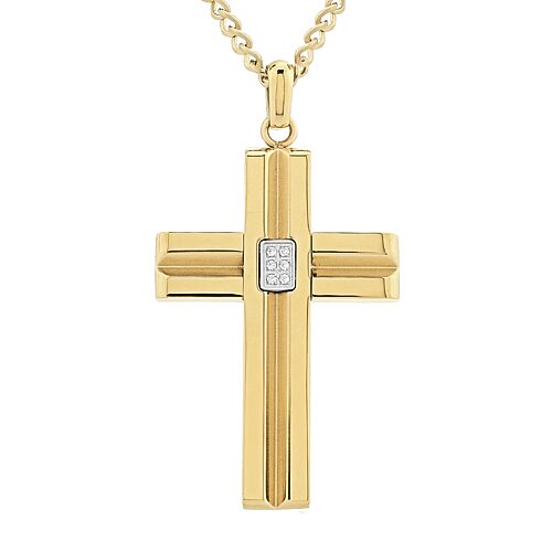 Click here for Mens 1/10 CT. T.W. White Cubic Zirconia Gold Ion P... prices