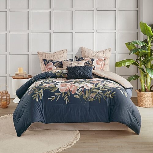 Madison Park Camillia 8-Pc. Comforter Set  King - Navy