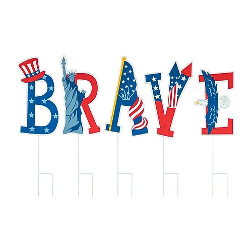 Click here for Glitzhome 43.25L Set Of 5 Patriotic Yard Stake  On... prices