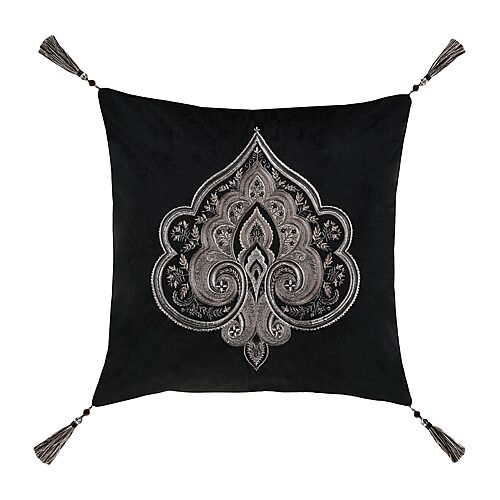 Five Queens Court Dalton Square Throw Pillow  One Size  Black