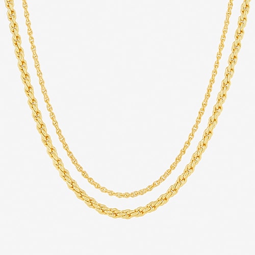 Click here for Womens 18K Gold Over Brass 2-pc. Necklace Set  One... prices