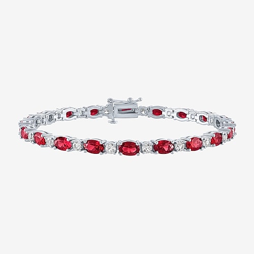 Click here for Gemstone Sterling Silver Oval 7.5 Inch Tennis Brac... prices