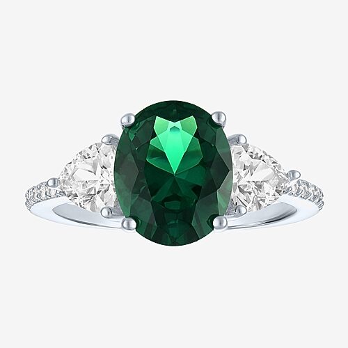 Click here for Womens Simulated Green Emerald Sterling Silver Ova... prices