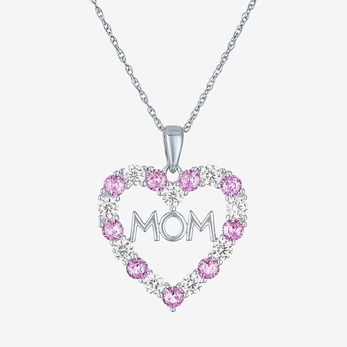 Click here for Mom Womens Lab Created Pink Sapphire Sterling Silv... prices