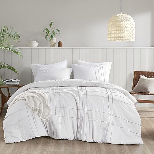 510 Design Porter Soft Wash Pleated Midweight Comforter Set  One Size  White
