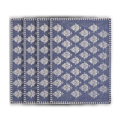 Click here for LR Home Lyla Damask 4 Pack Placemat  One Size  Blu... prices