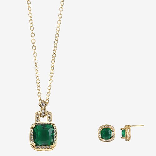 Click here for Sparkle Allure Halo Womens Green Cubic Zirconia 14... prices