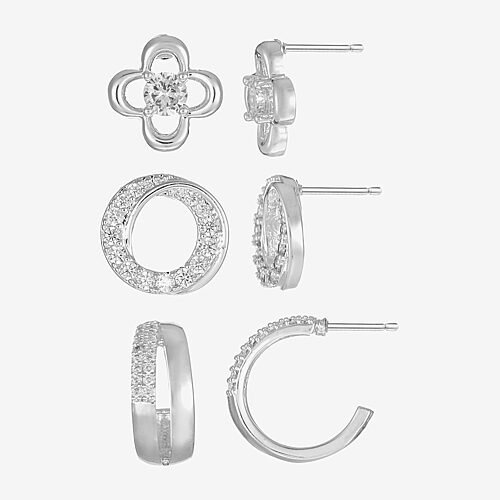 Click here for Sparkle Allure Womens Cubic Zirconia Circle 3 Pair... prices