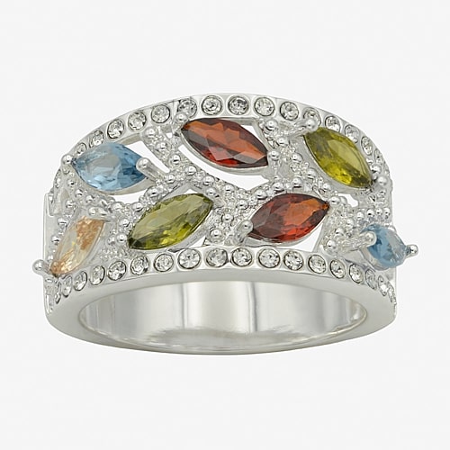 Click here for Sparkle Allure Leaf Womens 6.5MM Multi Color Cubic... prices