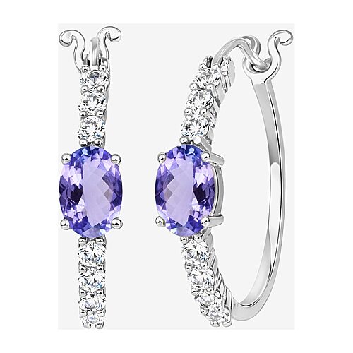 Click here for Gemstone Sterling Silver 19.5mm Hoop Earrings  One... prices