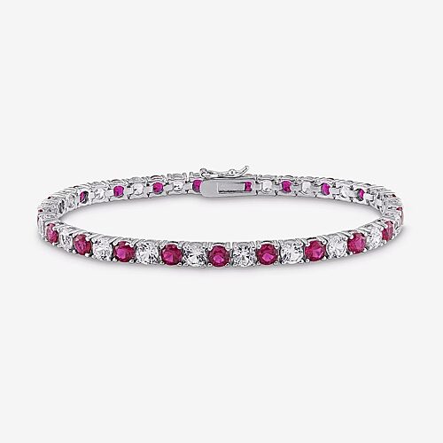 Click here for Womens Lab Created Red Ruby Sterling Silver 7.25 I... prices