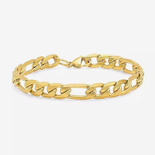 Click here for Steeltime Mens 18K Gold Over Stainless Steel 8 1/2... prices