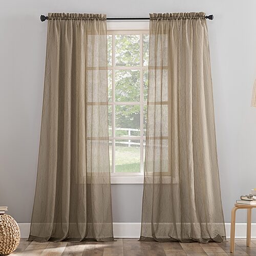 Click here for Crushed Sheer Voile Rod Pocket Curtain Panel - Tau... prices
