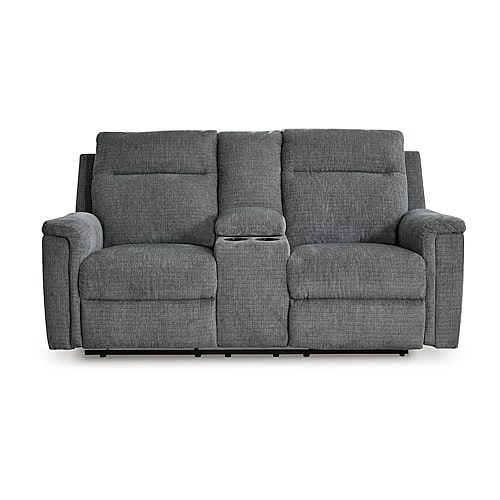 Signature Design By Ashley Barnsana Power Reclining Loveseat with Console  One Size  Gray