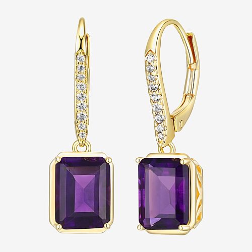 Click here for Gemstone 18K Gold Over Silver Drop Earrings  One S... prices