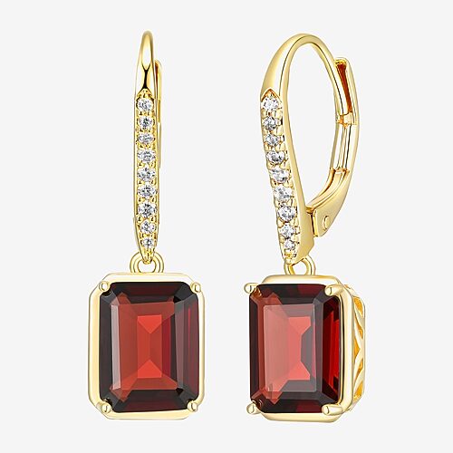 Click here for Gemstone 18K Gold Over Silver Drop Earrings  One S... prices