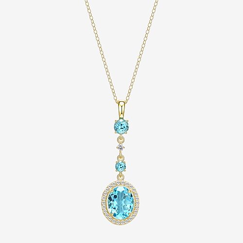 Click here for Womens Genuine Blue Topaz 18K Gold Over Silver Ova... prices