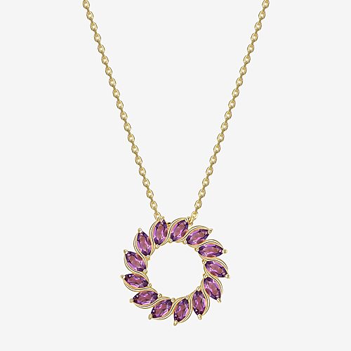Click here for Womens Gemstone 18K Gold Over Silver Circle Pendan... prices