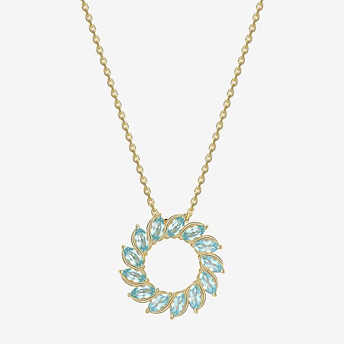 Click here for Womens Gemstone 18K Gold Over Silver Circle Pendan... prices