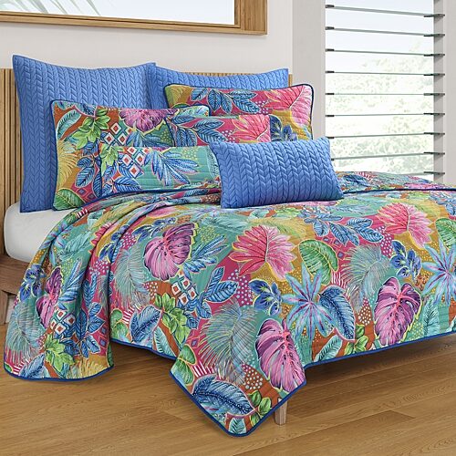 Click here for J by J Queen Hanalei Tropical 3-Pc Quilt Set  King... prices