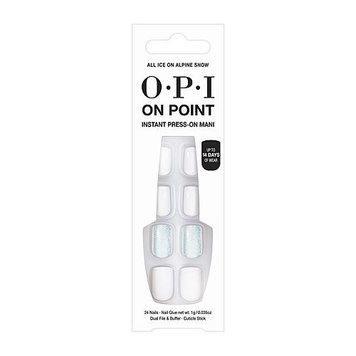 Opi On Point Instant Press-On Mani - All Ice On Alpine Snow - White
