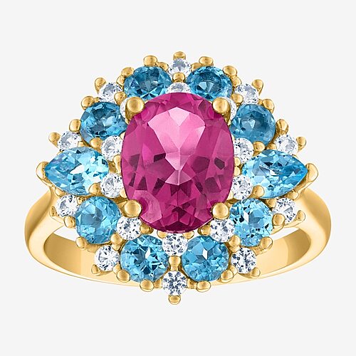 Click here for Womens Genuine Pink Topaz 14K Gold Over Silver Ova... prices