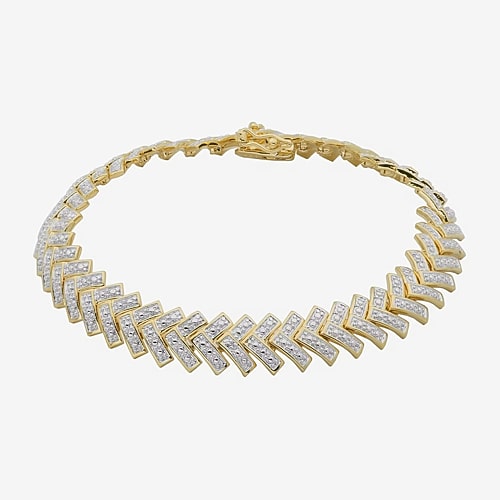 Click here for Diamond-Accent 18K Gold Over Brass Chevron Bracele... prices