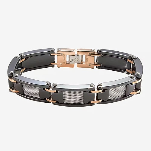 Click here for Menâs Two-Tone Stainless Steel & Black Ceramic B... prices