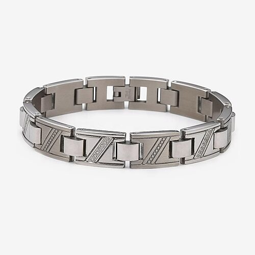 Click here for Mens Diamond Bracelet 1/10 CT. T.W. Stainless  One... prices