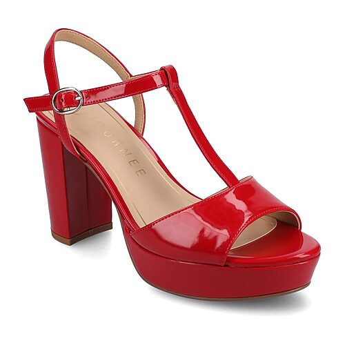 Journee Collection Womens Nalie Heeled Sandals  9 Medium  Red