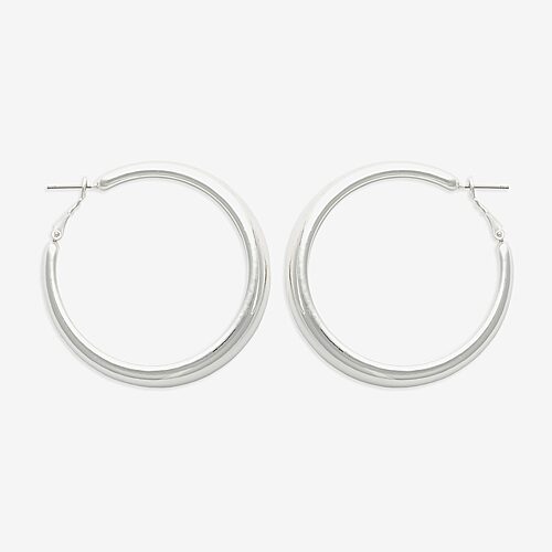 Click here for Bold Elements Silver Tone Womens 30.1mm Hoop Earri... prices