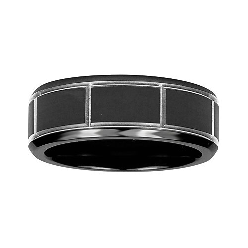 Click here for Mens 8mm Black Titanium Wedding Band  8  Black prices