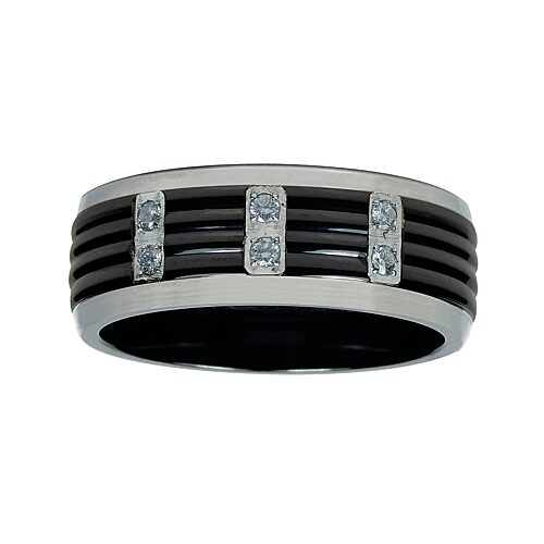 Click here for Mens 1/8 C.T. TW. Natural Diamond Black Titanium W... prices