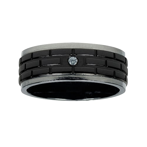 Click here for Mens 8mm Diamond-Accent Black Titanium Wedding Ban... prices