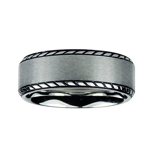 Click here for Mens 8mm Titanium Rope Border Wedding Band  8 1/2... prices