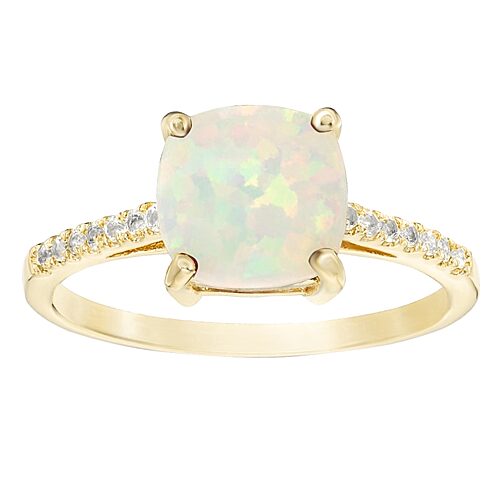Click here for Womens Lab Created White Opal 14K Gold Over Silver... prices