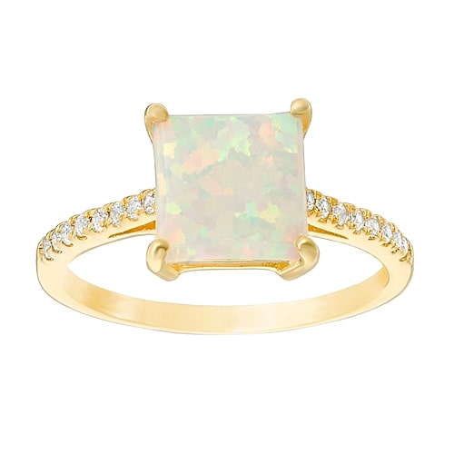 Click here for Womens Lab Created White Opal 14K Gold Over Silver... prices