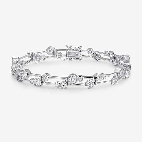Click here for Sterling Silver Cubic Zirconia Round Link Bracelet... prices