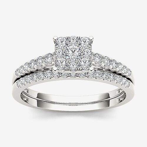 Click here for 1/2 CT.T.W. Natural Diamond 10K White Gold Engagem... prices
