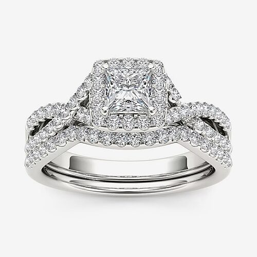 Click here for 1 CT.T.W. Natural Diamond 14K White Gold Bridal Ri... prices