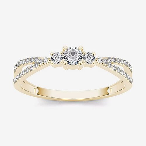 Click here for 1/4 CT.T.W. Natural Diamond 10K Yellow Gold 3-Ston... prices