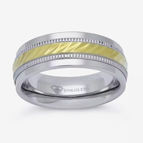 Click here for Personalized Mens 8mm Two-Tone Stainless Steel Wed... prices