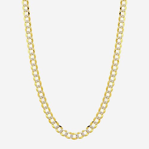 Click here for 14K Two Tone 5.7MM Pave Diamond Cut Curb Necklace... prices