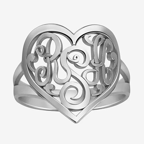 Click here for Personalized 18mm Script Monogram Heart Ring  7 1/... prices
