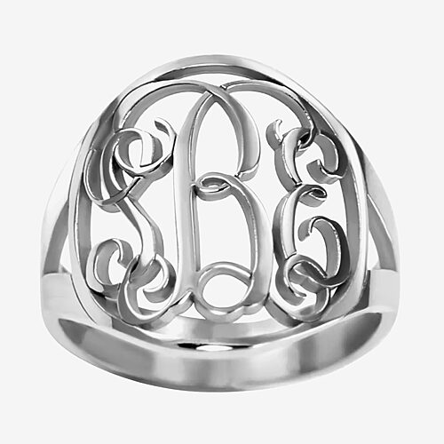 Click here for Personalized 18mm Vine Monogram Ring  6  White prices