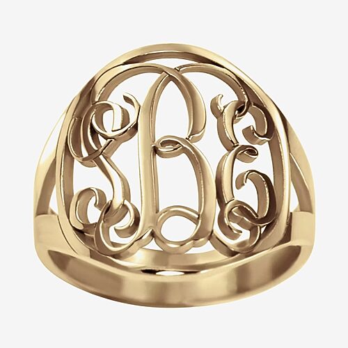 Click here for Personalized 18mm Vine Monogram Ring  6  Pink prices