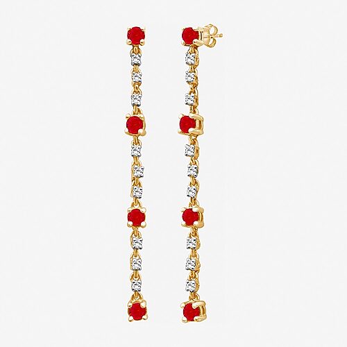 Click here for Womens Diamond Accent Gemstone 10K Gold Drop Earri... prices