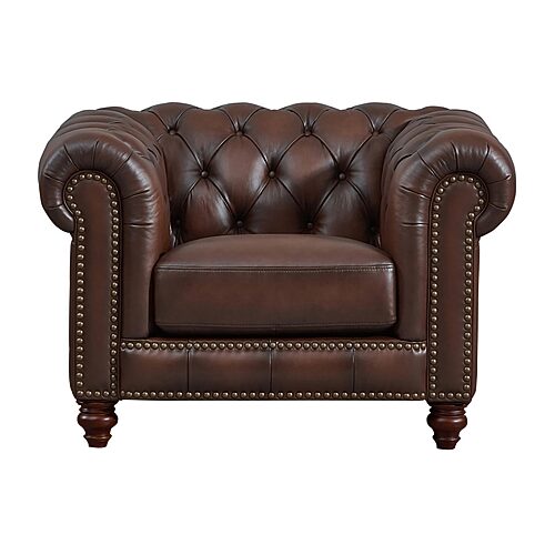 Click here for Alton Bay 46 Top Grain Leather Chair - Caramel Bro... prices