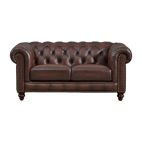 Click here for Alton Bay 68 Top Grain Leather Loveseat - Caramel... prices