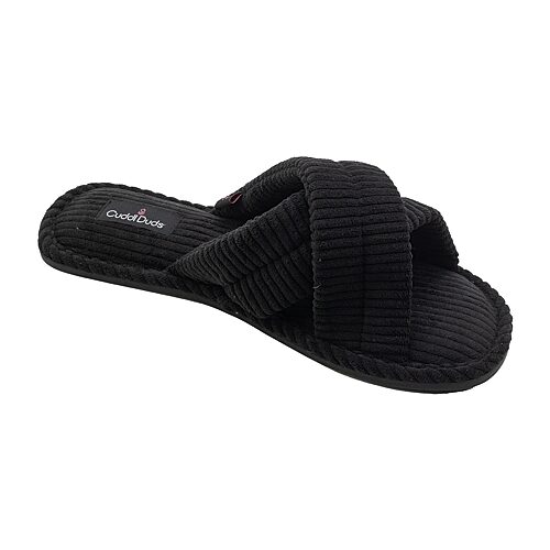 Click here for Cuddl Duds Womens Slip-On Slippers  Medium  Black prices